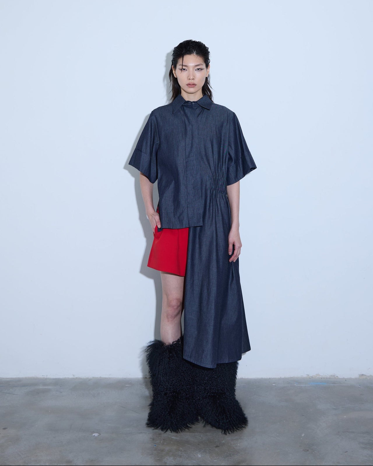 A-JANE Bizette Asymmetrical Folded Sleeves Shirt